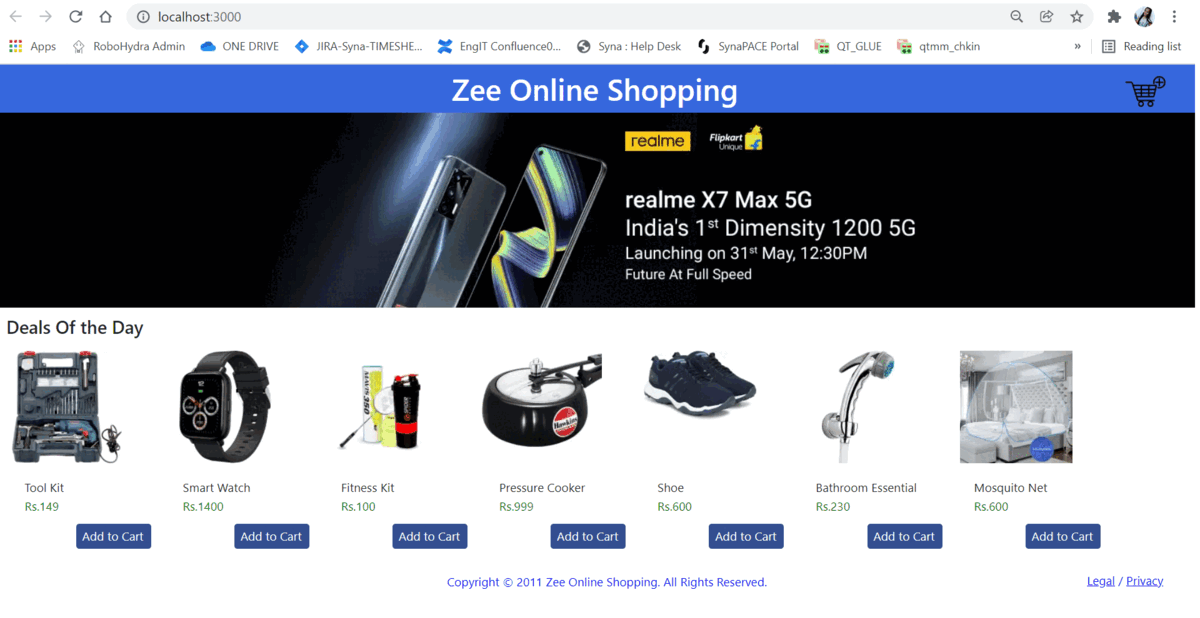 ReactJs Implemented Shopping Page Using ReactJs Routing Concept