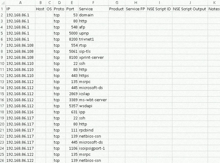 NMAP XML TO CSV HTML