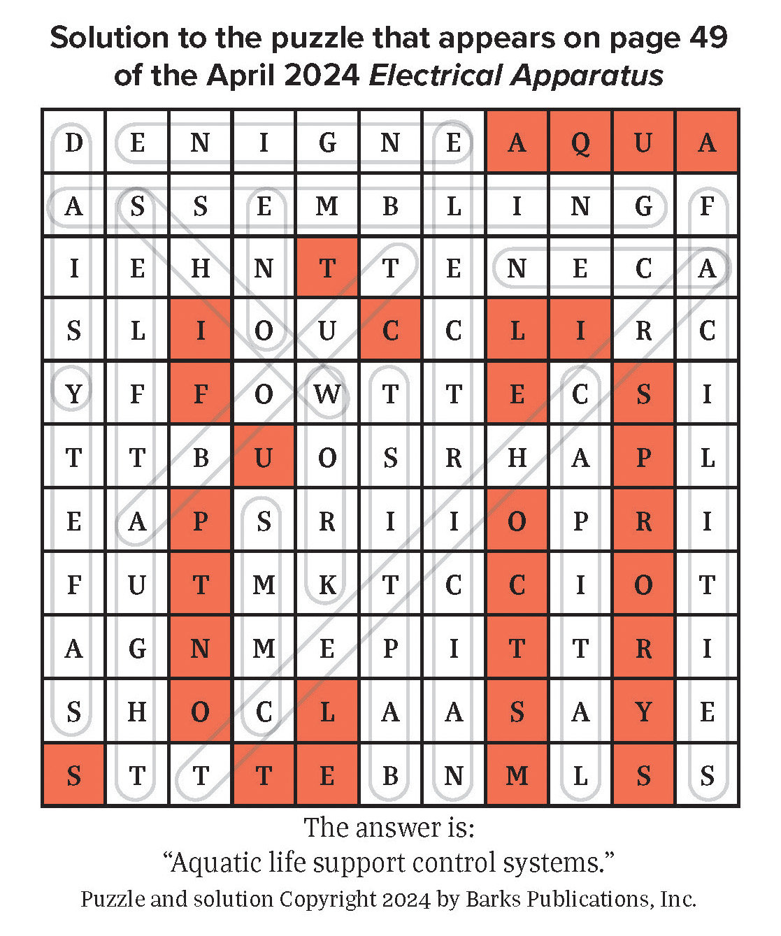 Word Search Solution April 2024 | Barks Publications