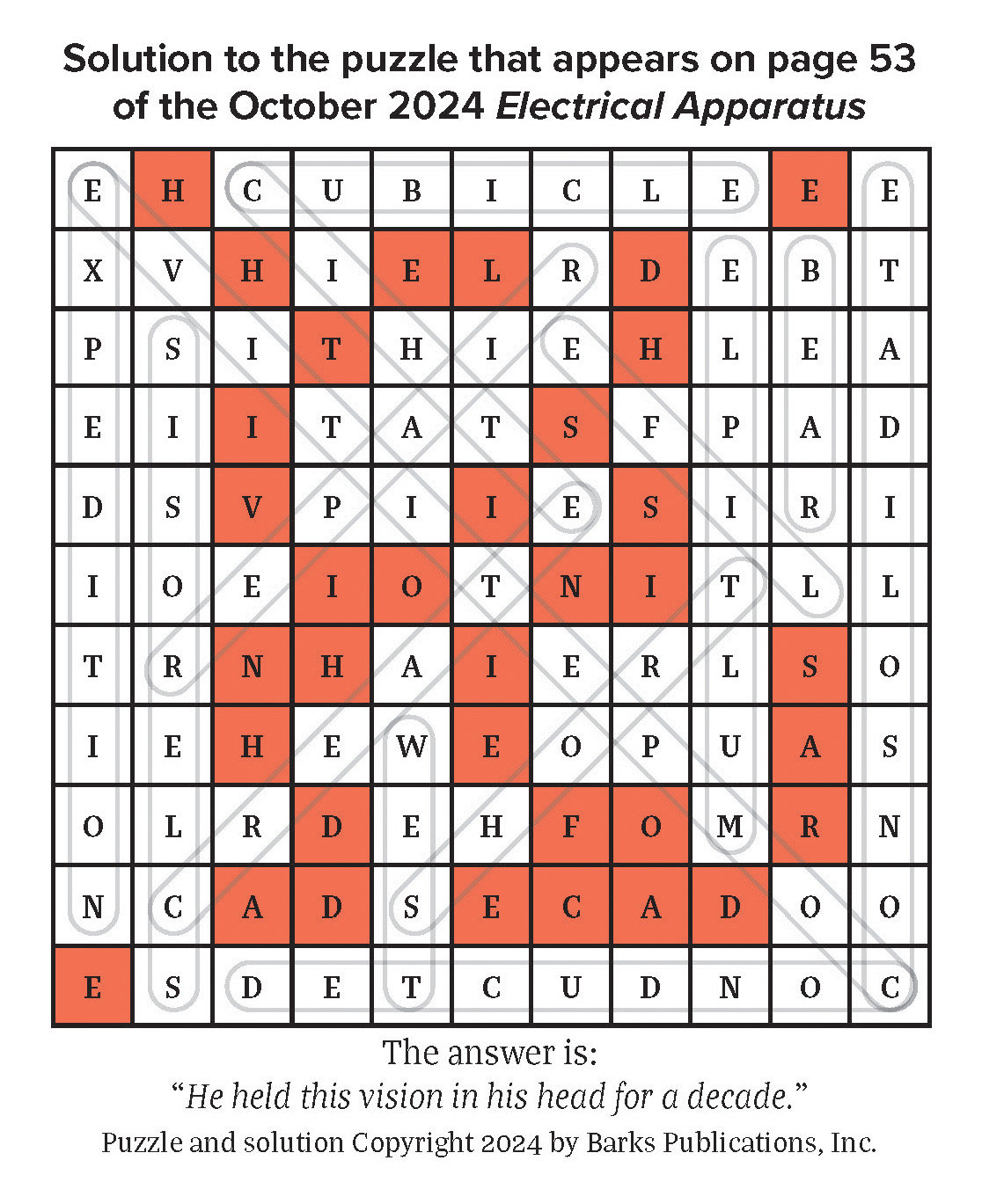 Word Search Solution October 2024 | Barks Publications