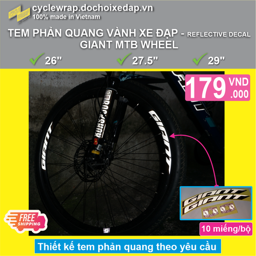 GIANT MTB WHEEL - Tem decal phản quang dán vành bánh xe đạp địa hình ...