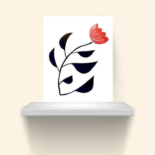 RED BOLD FLORAL - large original block print | Ever Pollen