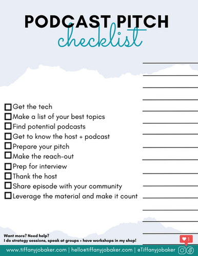 Podcast Pitch Checklist (Free) | Tiffany