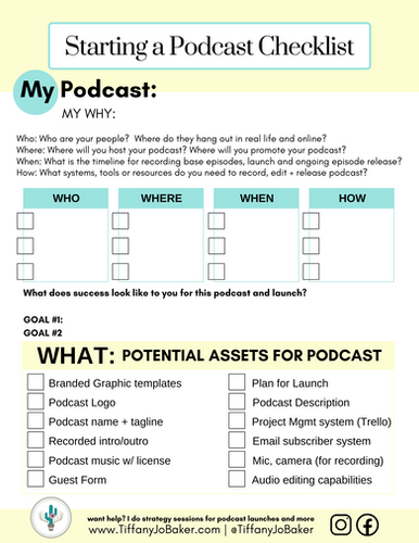 Starting a Podcast Checklist Printable (Free w/ code: Free) | Tiffany
