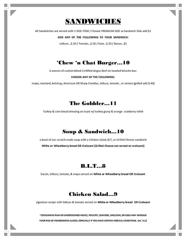 Lunch 11am-2pm | Chew N Chat Cafe