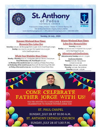 Weekly Bulletins | St. Anthony's