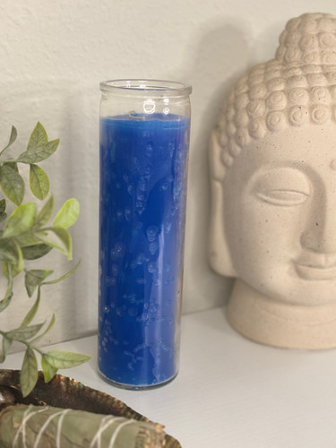 Blue 7 Day Candle | Sunflowers N Sage