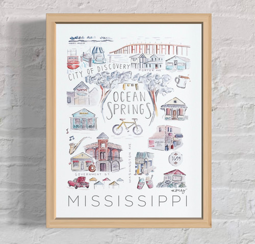 Ocean Springs City Illustration (Print) | Karah Michele