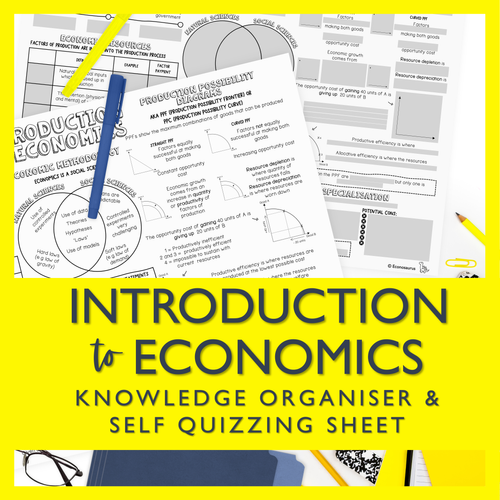 Intro to Economics Knowledge Organiser and Self Quizzing Sheet ...