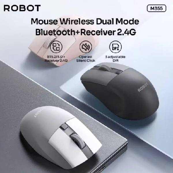 Mouse Wireless + Bluetooth Robot M355 | Berkatcompambon