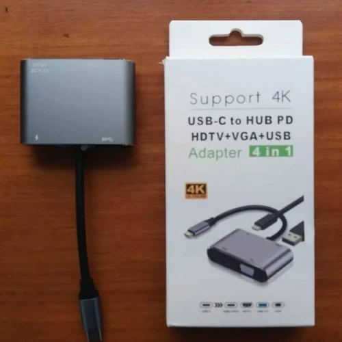 Usb Tipe C To Hub Pd Hdtv + Vga + Usb Adapter 4 In 1 | Berkatcompambon