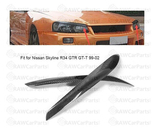 Carbon Fibre Fiber CF Eyelids Eyebrows for Nissan Skyline R34 GTT GTR ...