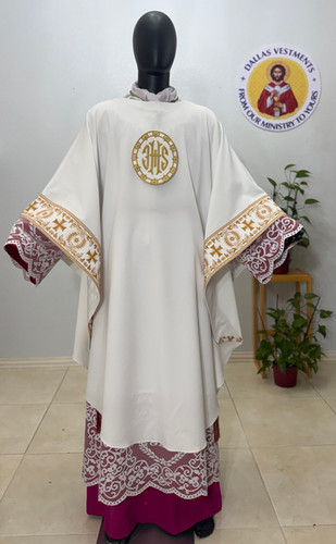 White Monastic Chasuble + Stole - Mysterium Fidei I ( JHS ) | Dallas ...