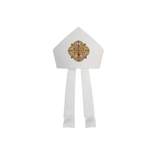 White Miter with JHS Embroidery | Dallas Vestments