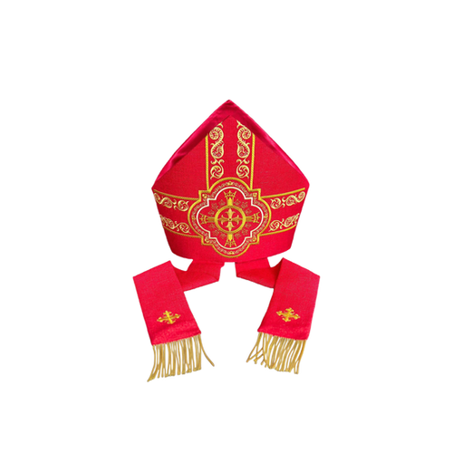 Red Miter with Embroidery | Dallas Vestments
