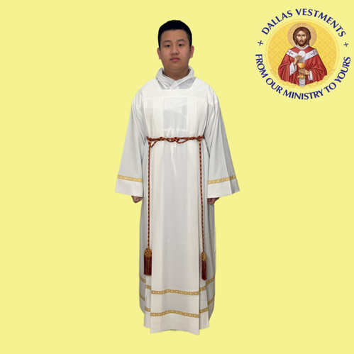 GOLD/WHITE LAUDATE - ROMAN YOKE ALB | Dallas Vestments