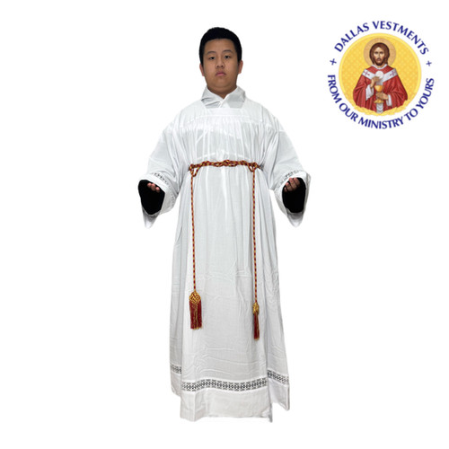 TRADITIONAL LINEN ALB - 1.5" LACE | Dallas Vestments