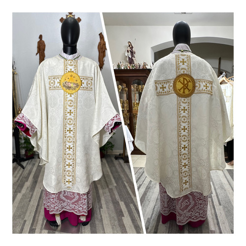 White Chasuble set with Stole - Nativity of the Lord | Dallas Vestments