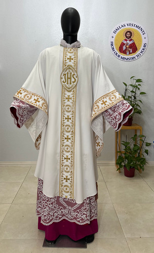 White Monastic Chasuble + Stole - Mysterium Fidei I( JHS 2) | Dallas ...