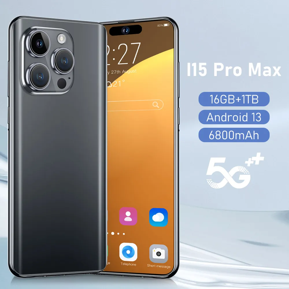 Nieuwe I15 Pro Max Smartphone 7.3 Inch 16Gb + 1Tb Mobiele Telefoons 6800Mah