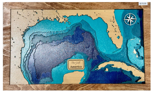 Reversible Magnetic Gulf of Mexico Map – Multilayer Laser-Cut Art ...