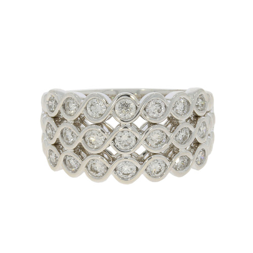 Diamond Set Band of Three Diamond Rows in White Gold | Fusion Jewellers