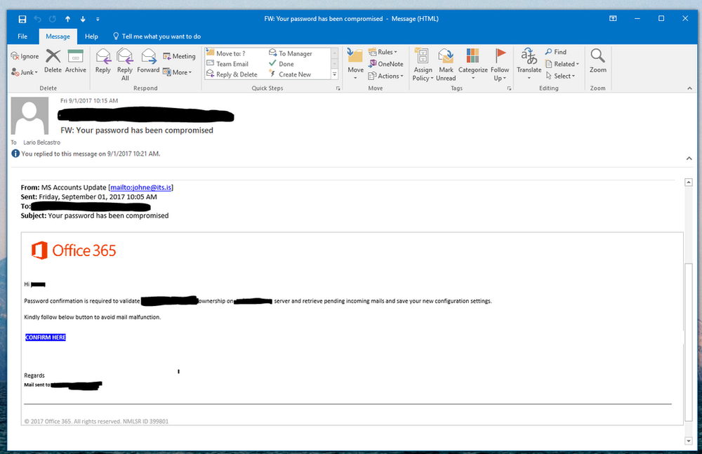 Office 365 Email User Alert!