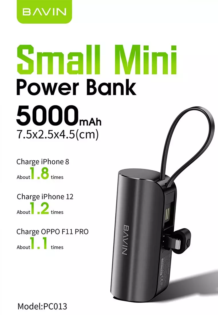avin PC012/PC013 5000mAh Mini Fast Charging Portable Power Bank w ...