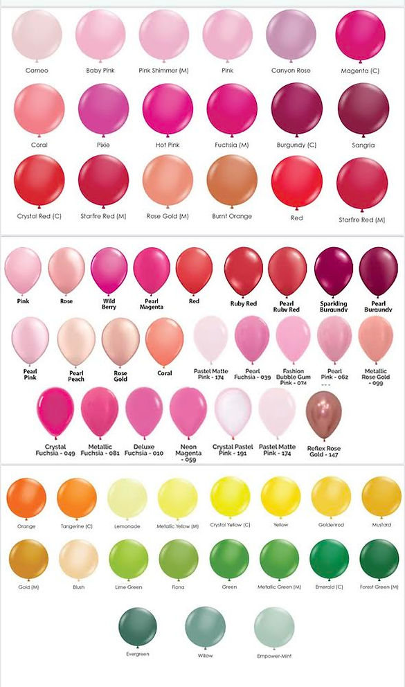 BALLOON COLOR CHART | Balloon Break