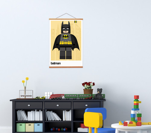 Lego Batman Canvas Print and Wooden Hangers, A3/A2 Superhero Wall Art ...