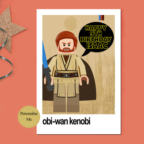Obi-Wan Kenobi Birthday Card, Star Wars Birthday Card, Lego Birthday ...