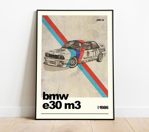 BMW E30 M3 Print, Gift for Dad, Car poster, BMW Wall art, 80s Classic ...