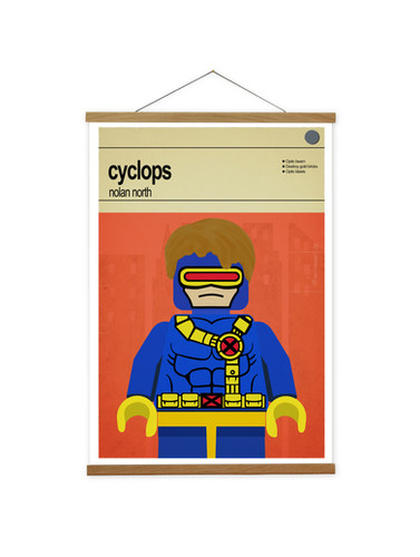 Lego Superhero Canvas Print and Wooden Hanger, Cyclops Lego Wall art ...