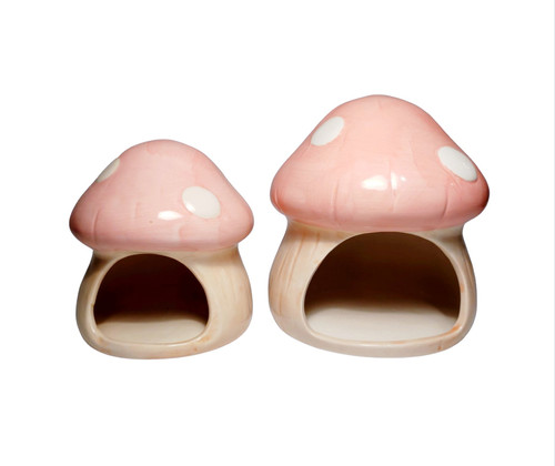 Ceramic Mushroom Hide Pink | Hamsters We Love