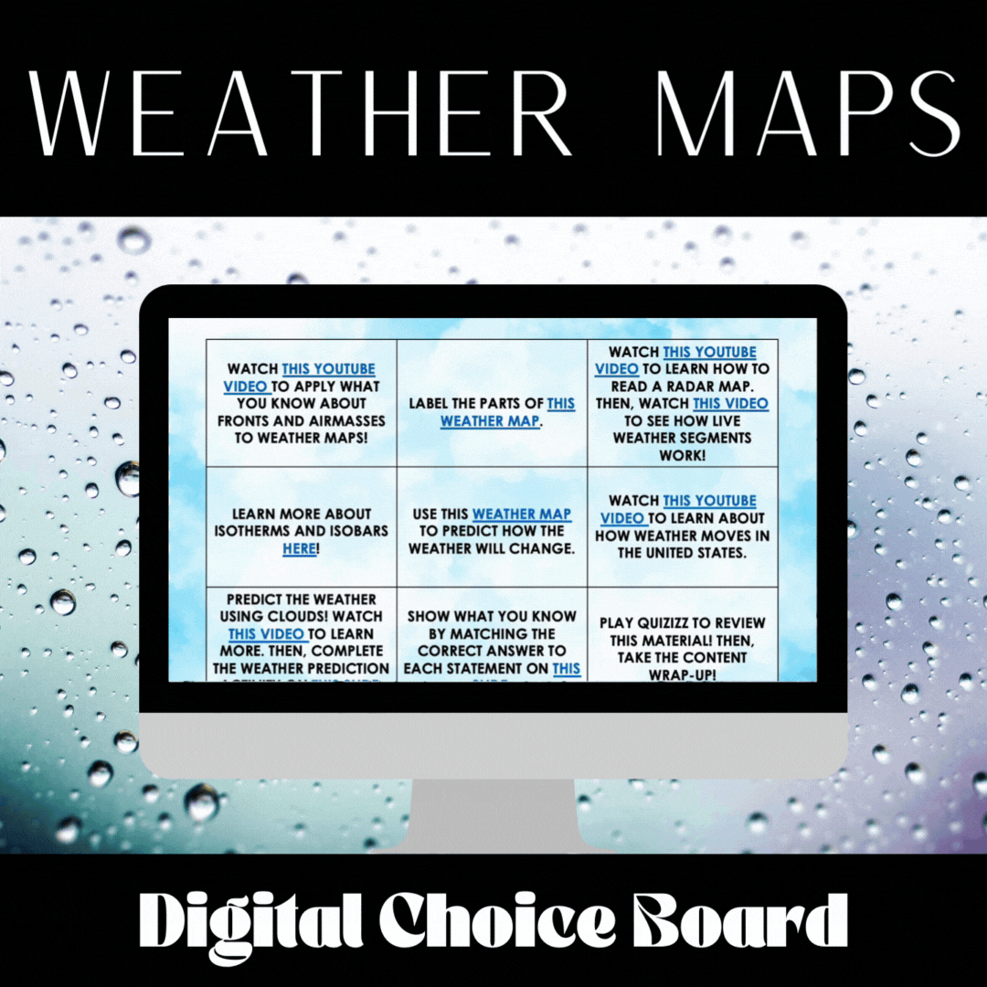 Weather Maps Digital Choice Board | Jurassic Jones