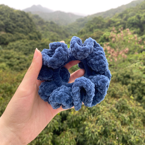Prussian Blue Scrunchies | Daisy Crochet Co.