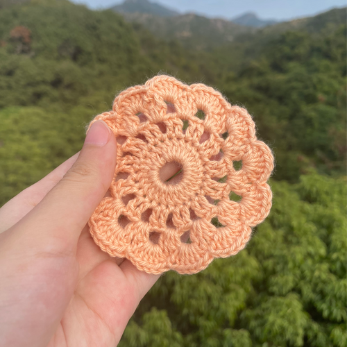 Soft Peach Coaster | Daisy Crochet Co.