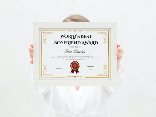 Boyfriend Award Certificate | My Site