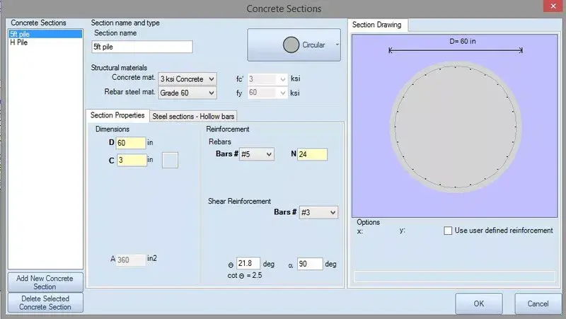Deepfnd Example Drilled Concrete Section