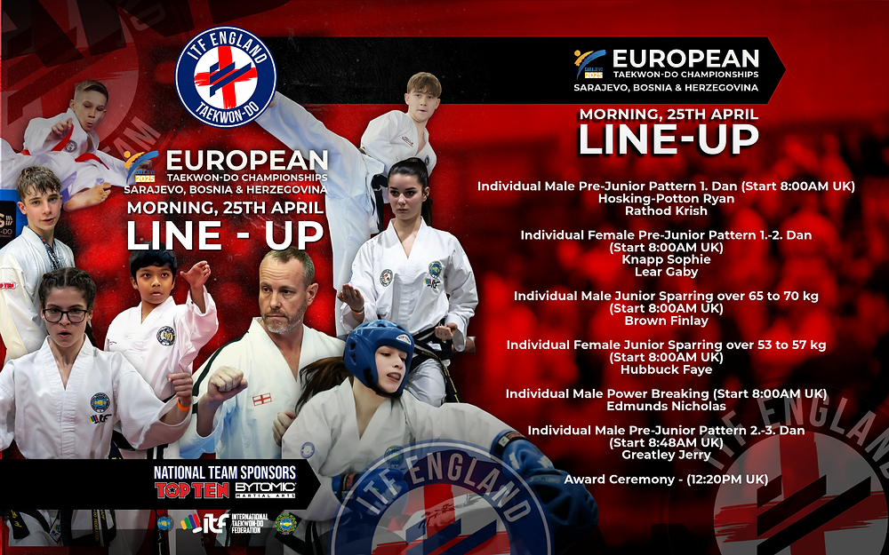 Euros 2025 - Saturday Morning, 26th April LINE-UP