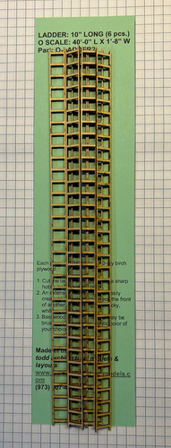 O Scale Ladder- 1/16" Thick Birch Plywood (6 pieces) | Todd ...