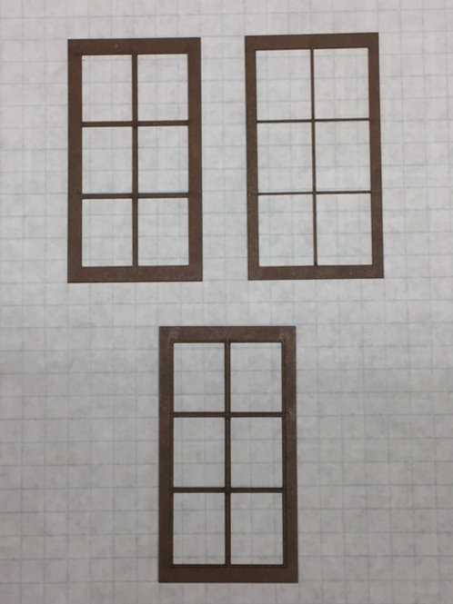 O Scale W1-07 Warehouse Window 1-1/2" x 2-3/4", 6-Lite, Framed 3 over 2 ...