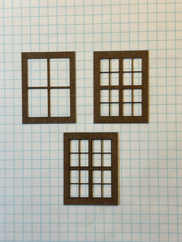 O Scale Window SS-C-2: 1-1/2" x 2", 16-Lite Dbl. Sash, 2 over 2 (10 ...