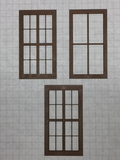 O Scale W1-03 Warehouse Window 1-1/2" x 2-3/4", 16-Lite, Framed 2 Over ...