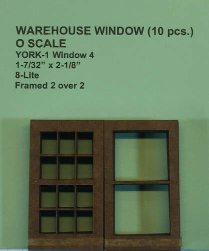 O Scale YORK-1 Window 4 1-7/32" x 2-1/8", 12-Lite, Framed 3 over 2 (10 ...