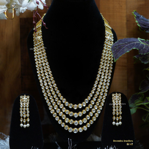 Polki Four Line Haar | Devendra Jewellers
