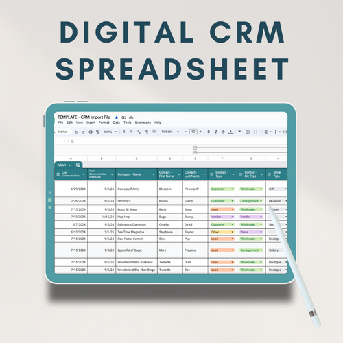 Contact CRM Google Sheets Template | Grace & Co