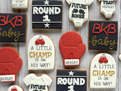 Boxing Baby Shower Individual Biscuits | The Biscuit Barn