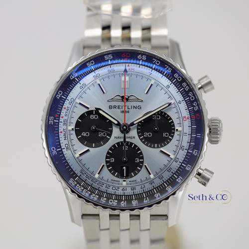 Breitling Navitimer B01 Chronograph 43 Ice Blue on Steel AB0138241C1A1 ...