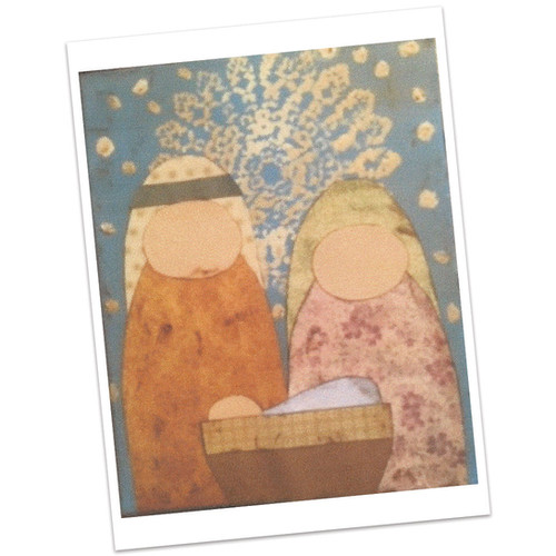 Mary, Joseph, & Baby Jesus Scrap Paper Painting by Bonnie Hughes ...